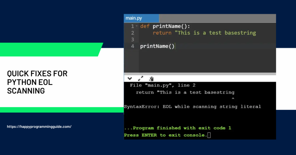 Fixing Python Error Eol While Scanning Happy Programming Guide 6951